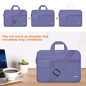 MOSISO Laptop Shoulder Bag Compatible with MacBook Air/Pro, 13-13.3 inch Notebook, Polyester Flapover Briefcase Sleeve Case, Lavender Gray