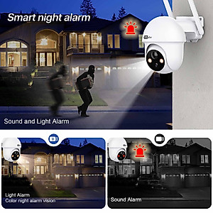 Solar Security Camera Wireless Outdoor WiFi Battery Pan Tilt 360° View Camera with 1080P Night Vision, Spotlight, PIR Motion Detection, Two-Way Audio, IP65 Waterproof, CloudEdge APP, SD/Cloud Storage