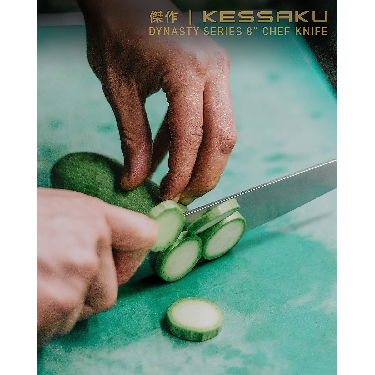 KESSAKU Chef Knife - 8 inch - Damascus Dynasty Series - Razor Sharp Kitchen Knife - Forged 67-Layer Japanese AUS-10V High Carbon Stainless Steel - G10 Garolite Handle with Blade Guard