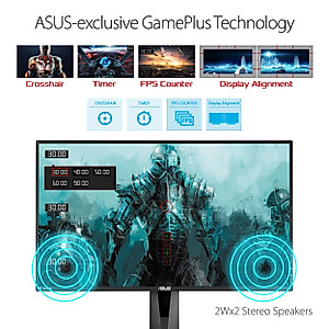 ASUS VG278QR 27” Gaming Monitor, 1080P Full HD, 165Hz (Supports 144Hz), G-SYNC Compatible, 0.5ms, Extreme Low Motion Blur, Eye Care, DisplayPort HDMI DVI (Renewed)