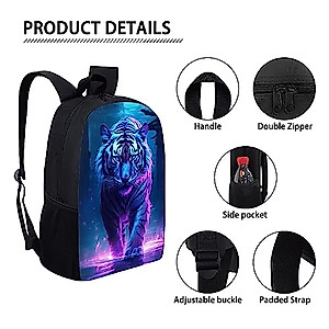 Kids Cute Animal Backpack 17 Inch Student Sturdy Comfy Padded Lightweight Personalized Tiger Backpack for Boys Girls Adjustable Straps Casual School Bookbag Basic Daypack