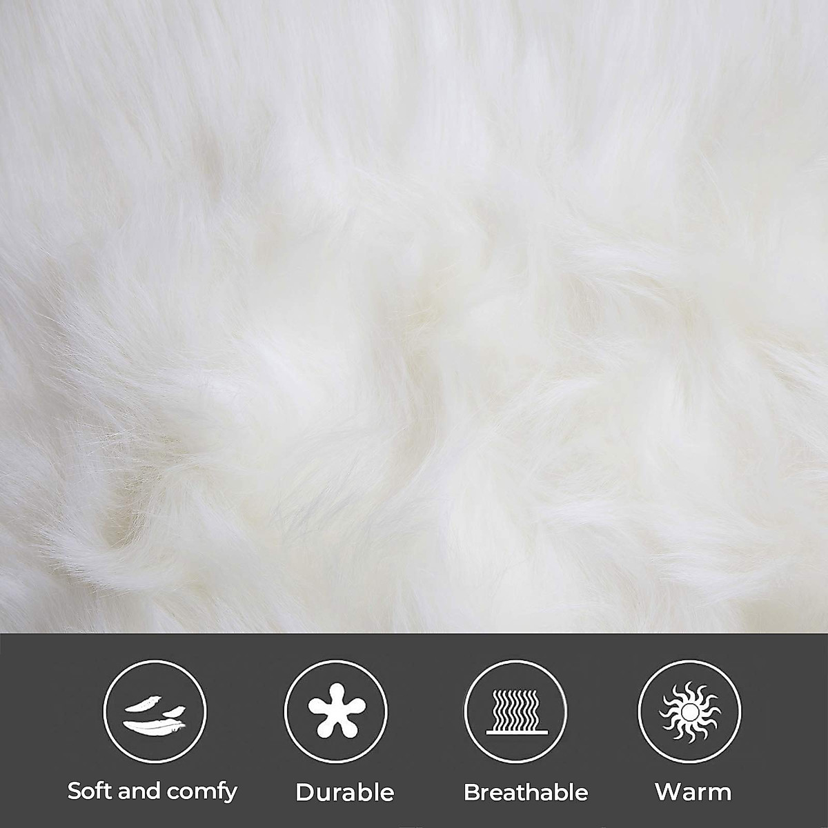 HYSEAS Set of 2 Decorative Faux Fur Throw Pillow Covers, White Fluffy Soft Fuzzy Square Cushion Cover Pillow Case for Sofa, Couch, Chair, Bed, Cafe, 18 x 18 Inches