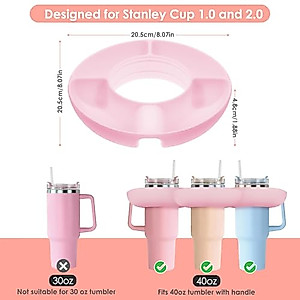 Stanley snack tray, Snack Container for Stanley Tumbler 40 oz, 4 Compartment Reusable Snack Platters for Stanley Quencher Adventure (Pink)