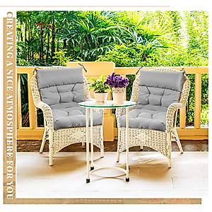 Sintuff 44 x 21 x 4 Patio Chair Cushions Outdoor Chair Cushions Seat/Back Tufted Pillow with Ties All Weather Replacement Indoor Patio Furniture Outdoor Furniture(Light Gray,4 Pcs)