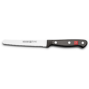 WÜSTHOF Gourmet Four and a half Inch Serrated Utility Knife | 4.5" Serrated German Utility Knife | Precise Laser Cut High Carbon Stainless Steel Serrated Utility Knife – Model