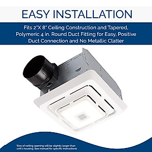 Broan-NuTone SPK80L Bluetooth Speaker Ventilation Fan with LED Light, 80 CFM, 2.5 Sones, White