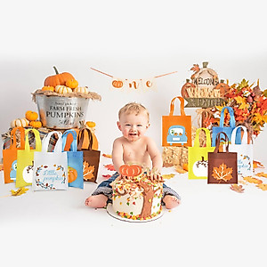 20Pcs Blue Little Pumpkin Party Favor Bags, Fall Party Treat Candy Bags Halloween Pumpkin Goodie Gift Bags for Boy Little Pumpkin Baby Shower Fall Birthday Thanksgiving Halloween Party Favor