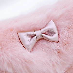 Kids Girls Toddlers Lovely Bowknot Hairy Mini Shoulder Bags Crossbody Bags Cell Phone Case Holder Small Purse Clutch Cross Body Handbags for 1-5 Yrs, Great for Birthday Christmas