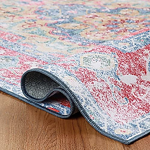 Superior Indoor Large Area Rug, Non-Slip Backing, for Kids or Pets, Entryway, Living Room, Kitchen, Dorm, Bedroom, Hallway, Machine Washable, Floor Cover, Rustic, Tanager Collection, 10' x 14', Red