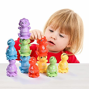 Stacking Dinosaur Toys for Kids 3-5, Stacking Blocks Toys for 2-7 Year Old Boys Girls, Educational Stacking Toys Gifts for Toddlers Age 2-4 Christmas Birthday Gifts, Dinosaur Toys for 2 Year Old Boy