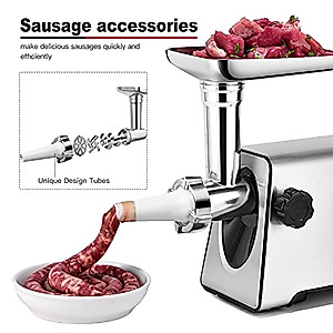 KUUNLESIN Meat Grinder, Electric Meat Grinder, 350W[2800W Max], Sausage Maker, Meat Mincer, Meat Sausage Machine, 4 Sizes Plates,Sausage & Kubbe Kit for Home Kitchen & Commercial Using.