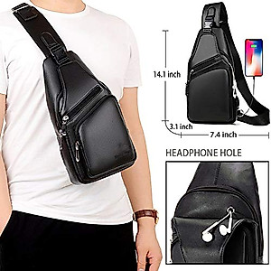 Seoky Rop Leather Small Sling Backpack Multipurpose Chest Bag Hiking Travel Daypack