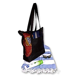 Mesh Beach Tote Bag Black - Good for the Beach - 18 in X 18 in X 5.5 In