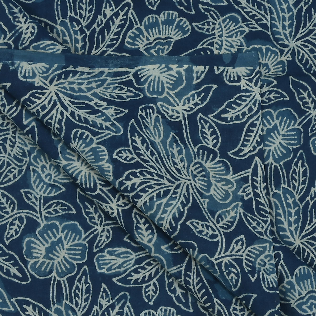 The Cozy Creations Hand Block Print Fabric by 5 Yard - PRECUT 5 Yard 44 Inch Width - 100% Cotton Material - Indigo Blue & White Floral Pattern - Light Weight Indian Cloth for Making Summer Dress
