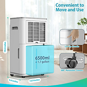 HUMILABS Dehumidifier for Basement 1.7 Gallon Tank, 50 Pint 4500 Sq.Ft Home Dehumidifiers with Drain Hose,Quiet Sleep Mode, Auto Shut Off,Humidity Display,Auto Defrost