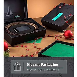 Marino Avenue Men’s Genuine Leather Ratchet Dress Belt with Linxx Buckle - Gift Box - Charcoal Depiction - Black - Adjustable from 28" to 44" Waist