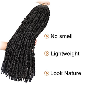 ZRQ 30 Inch Butterfly Locs Crochet Hair Long Distressed Faux Braids Hair Pre-looped Synthetic Crochet Soft Locs 30 In Goddess Locs Hair Extensions (6 Pack 1B#)