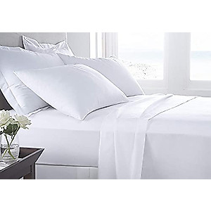 Cotton Home Depot 6 PCs Bed Sheet Set Egyptian Cotton 600 Thread Count(Flat Sheet, Fully Elasticized Fitted Sheet & 4 Pillow Cases), Pocket Size 18 Inches, White, California Queen