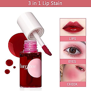 2 Colors Lip Tint Stain Set, Mini Liquid Lipstick, Velvet Lip Tint Watery Lip Stain, Plump Lip Gloss Moisturizing ​Tinted for Cheek & Lip, Natural Shimmery Lip Tint Stain Lip Color Makeup(01#+03#)
