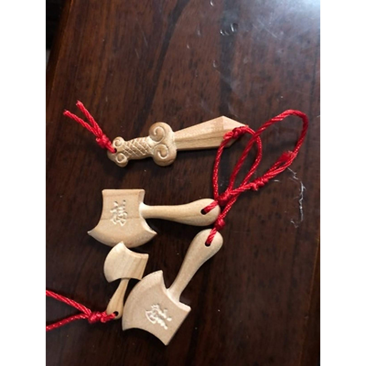 WellieSTR 11 Stlye Feng Shui Protection Amulet - Mini Peach Wood Sword,Knife, Axe, and Pen Pendant (Basic) 护身符 桃木剑 辟邪 转运 学习 (Baby Children's Portable Necklace Pendant)