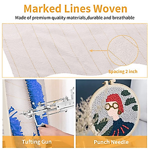 83"x59" Primary Tufting Cloth with Marked Lines, 70.9"x39.4" Tufting Non-Slip Backing Fabric, Large Monk Cloth Kit for Cut Pile Rug Tufting Gun
