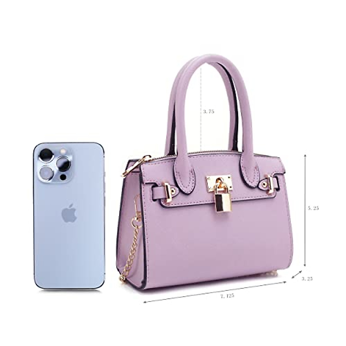 EVVE Women's Evening Bag Party Clutches Mini Satchel Purses Cocktail Prom Handbags with Chain and Lock | LAVENDER