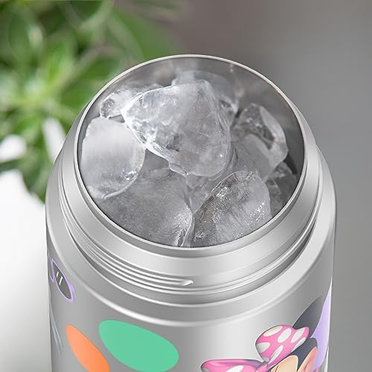 THERMOS FUNTAINER 12 Ounce Stainless Steel Vacuum Insulated Kids Straw Bottle, Minnie Mouse