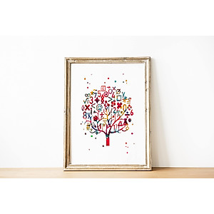 Math Symbols Tree Watercolor Art Print Mathematics Wall Decor Educational Poster Math Classroom Wall Art Mathematical Symbols Math Teacher Gift 8x10 inc. Unframed Print