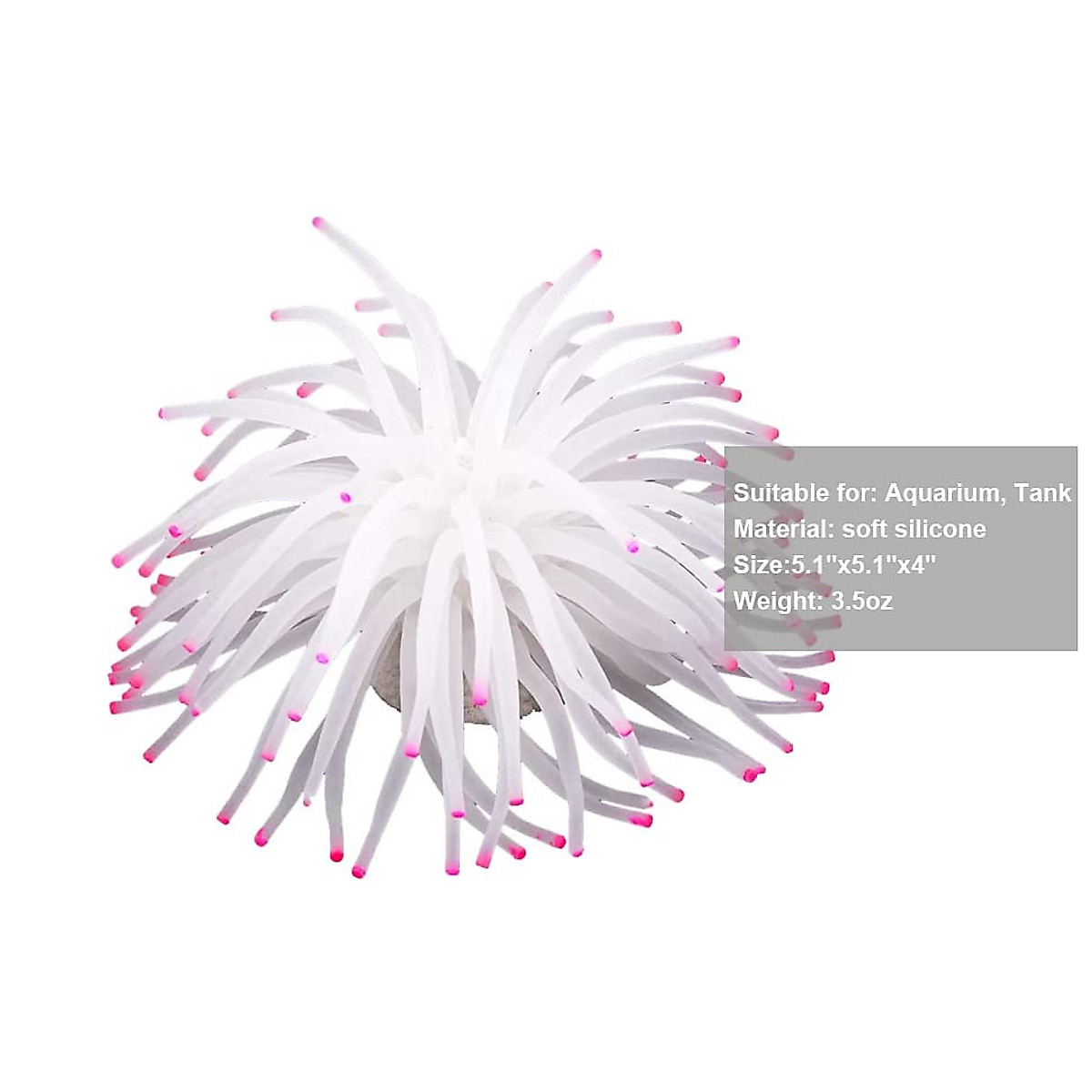 Mallofusa Artificial Aquarium Fish Tank Decoration Silicone Sea Anemone Artificial Fish Tank Ornament Decoration (White)