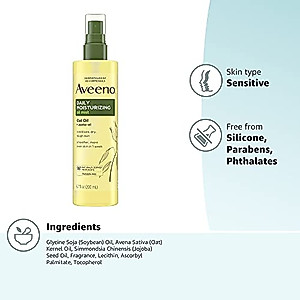 Aveeno Daily Moisturizing Dry Body Oil Mist with Oat and Jojoba Oil for Dry, Rough Sensitive Skin, Nourishing & Hypoallergenic Body Spray, Paraben-, Silicone- & Phthalate-Free, 6.7 fl. Oz