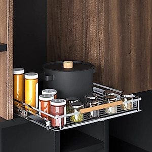 Pull Out Cabinet Organizer, 17.1~28"W x 22.5"D Expandable Pull Out Shelves for Kitchen Cabinets, Heavy Duty Metal Slide Out Pantry Shelves Sliding Shelf for Home Kitchen,Under Sink,Bathroom,Wardrobe