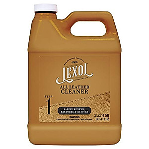 All Leather Cleaner (Step 1) by Lexol, Use on Furniture, Car Interior, Shoes, Handbags, Two-Step System, 3 Liters