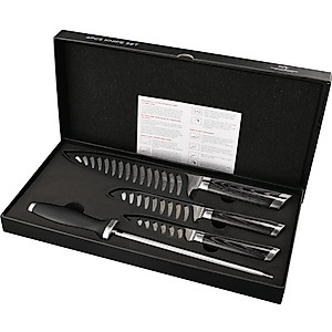 NANFANG BROTHERS Damascus Knife Set 4 PCS, Japanese Knife Set, Chefs Knife Sets Professional, Kitchen Knife Set, 8" Chef Knife, 5" Santoku Knife, 3.5" Paring Knife and Sharpener