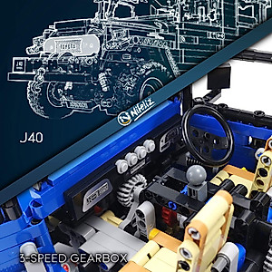 Nifeliz Off-Road Pickup J40 Land Cruiser MOC Technique Building Blocks and Engineering Toy, Adult Collectible Model Cars Kits to Build, 1:12 Scale Truck Model (2101 Pieces)