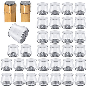 32 Pcs Chair Leg Protectors for Hardwood Floors, Silicone Felt Furniture Leg Cover Pad for Protecting Floors from Scratches and Noise, Smooth Moving for Chair Feet Transparent