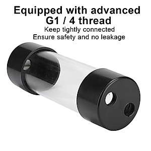 ASHATA Cylinder Water Cooling, 150mm Transparent Fast Cooling Water, G1/4 Thread Heat Exchanger Water Cooling Reservoir Radiator for PC Comp