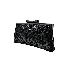 La Regale Women's Quilted Chainmail Clutch Black