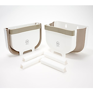 Henning Lee Set of 2, 4.75 Quart Collapsible Countertop Waste Bins, Compost Bins for Kitchen-Model K51455 (Birch)