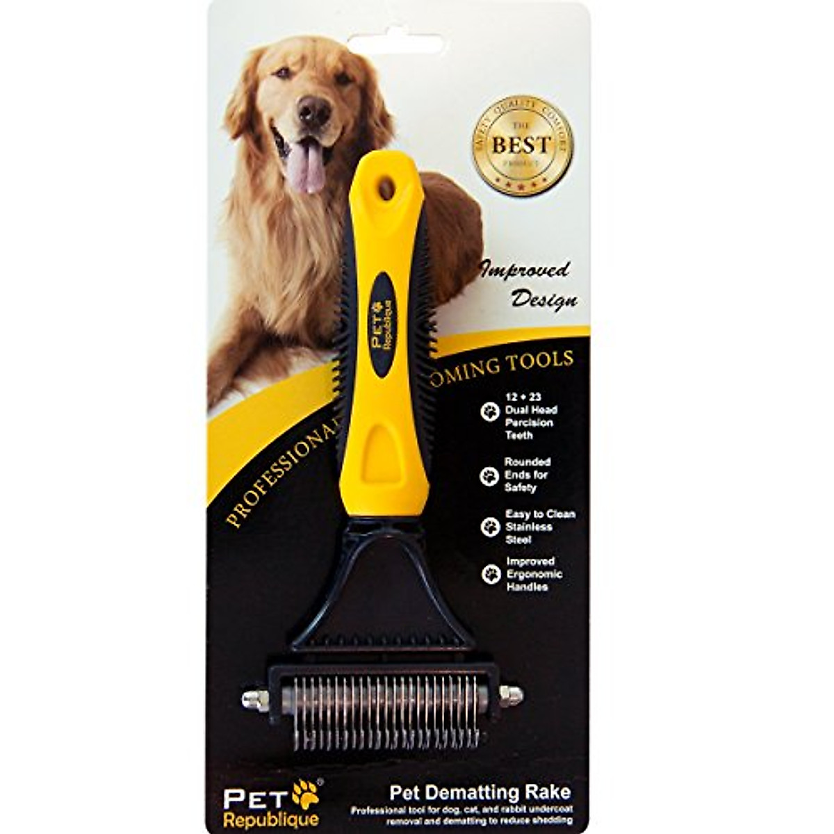 Pet Republique Dog Dematting Tool – Matt Splitters for Dogs, Cats, Rabbits, Long Haired Breed Pets – Effective Pet Dematting, Mat Remover, De-matting Comb, or Dematter - Regular 12+23 Teeth Design