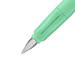 STABILO EASYbuddy School Fountain Pen with Beginner Nib A - Pastel in Mint Green - Blue Ink (Erasable) - Single Pen - Includes Cartridge