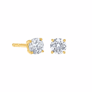 Beyond Brilliance 0.33 Carat Round Diamond Stud Earrings for Women | 14K Yellow Gold Earrings (I-J, I2-I3) | Fine Jewelry for Her | Timeless Design | Gift Box Included