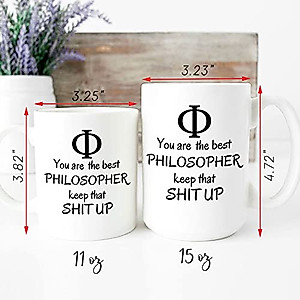 Custom-Philosophy Student Teacher Mug Gift Best Philosopher Keep That Shit Up Funny Philosopher Graduation Gifts Philosophical Humor,11/15 Oz Ceramic Novelty Coffee Cup,Gift Ideas Christmas,