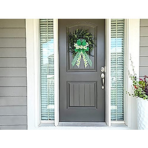 ALIBBON Large St. Patrick's Day Bows for Wreaths, St Patrick's Wreath Bows, Glitter Green Bows for Crafts, Irish St. Patrick's Decor, Green Shamrock Bows for Parades Party Supplies Decorations