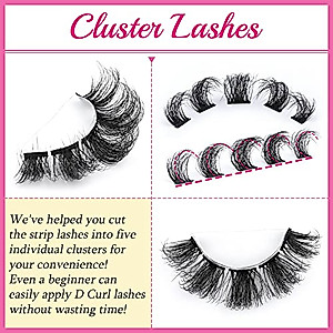 Lash Clusters D Curl Individual Cluster Lashes 100 pcs Fluffy Wispy Mink Lashes Extensions False Eyelashes DIY Lash Pack by EYDEVRO