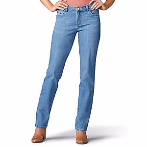 Lee Women's Relaxed Fit Straight Leg Jean, Inspire Blue, 16 Medium