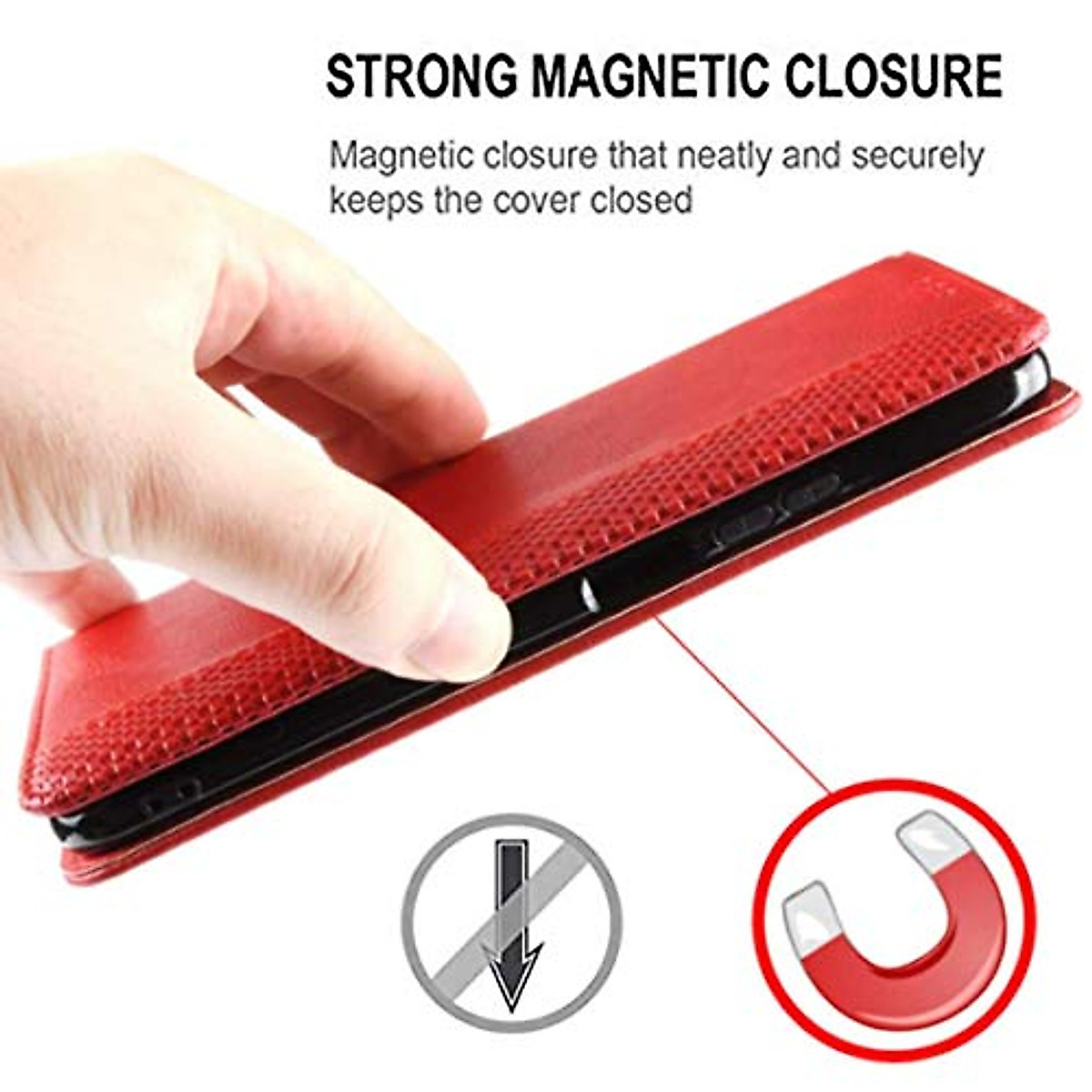 HualuBro Oppo Reno 2Z Case, Retro PU Leather Wallet Flip Folio Shockproof Phone Case Cover with [Kickstand] [Card Slots] [Magnetic Closure] for Oppo Reno2 F / Reno2 Z (Red)