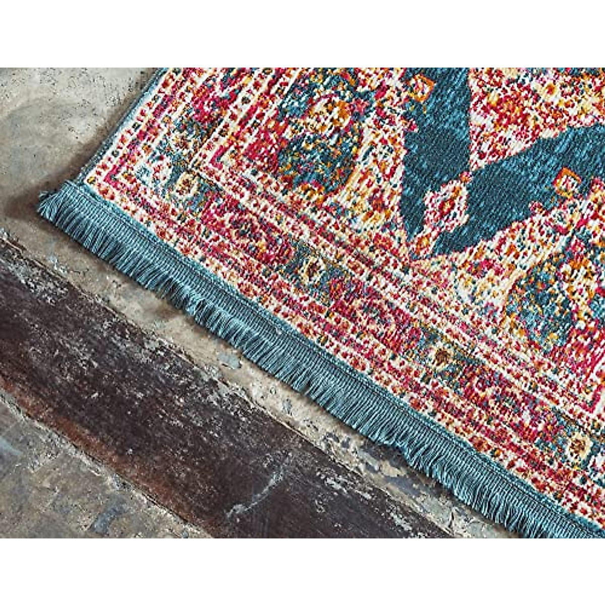 Unique Loom Baracoa Collection Area Rug - Regla (2' 7" x 10' Runner, Turquoise/ Ivory)