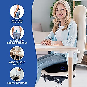EVERREST Seat Cushion for Office Chair Plus Size - Firm Extra Wide Large Memory Foam Pillow for Tailbone, Coccyx, Sciatica, Back Pain Relief – Thick Pad for Long Hours Sitting, Gaming
