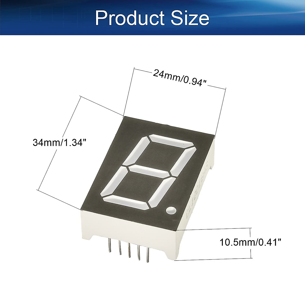 Bettomshin 10Pcs LED Digital Tube Common Cathode 10 Pin 1 Bit 1.34 x 0.94 x 0.31inch(LxWxH) 1" Red Display Digital Tube 10016AS