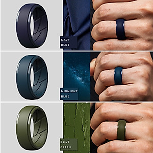 ThunderFit Men's Silicone Rings 10mm Wide 2.5mm Thick Rubber Bands, Breathable,Variety Multipack 1-7